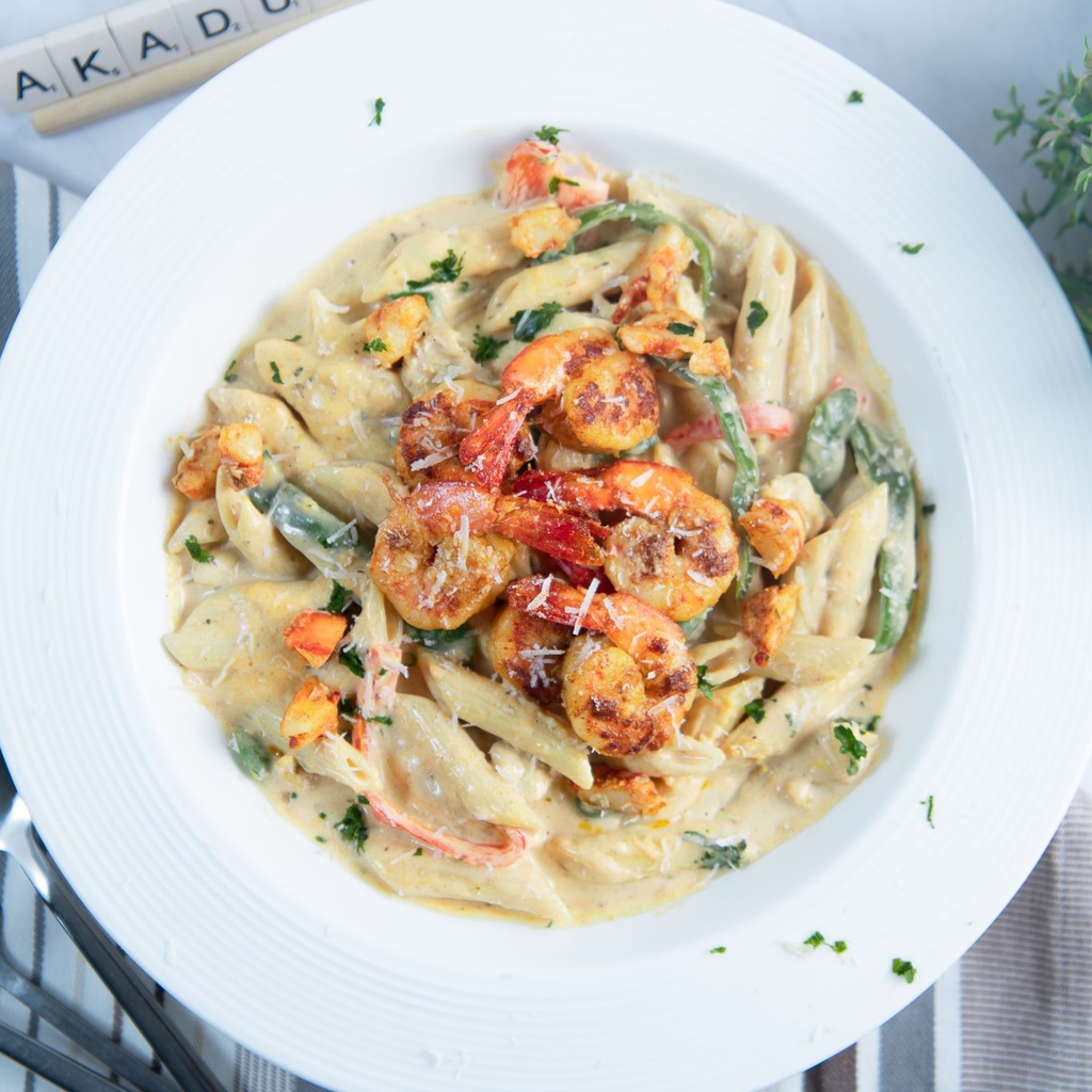 Cajun Prawn Pasta - Seafood Sensation | Akadu Bistro